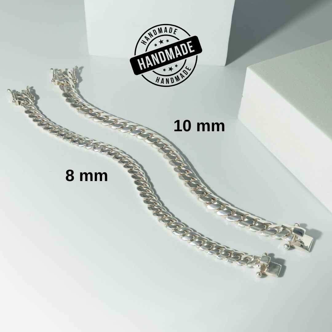 999 Handmade Silver Miami Cuban Bracelet 8mm